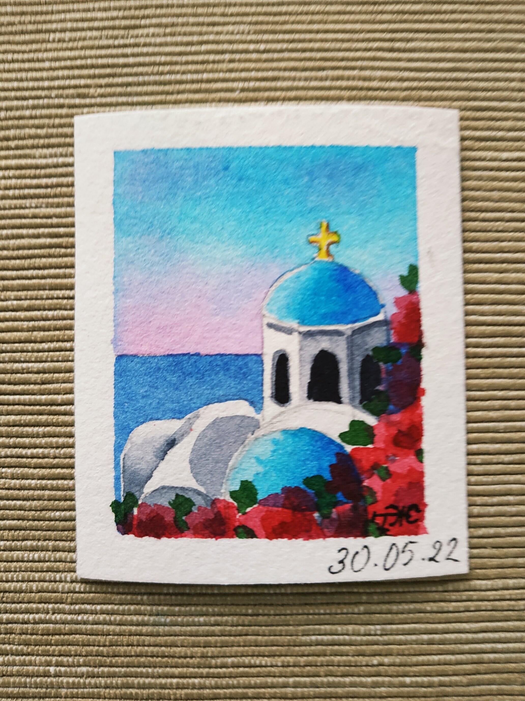 Santorini Tiny Painting Greece Art Landscape Miniature - Etsy