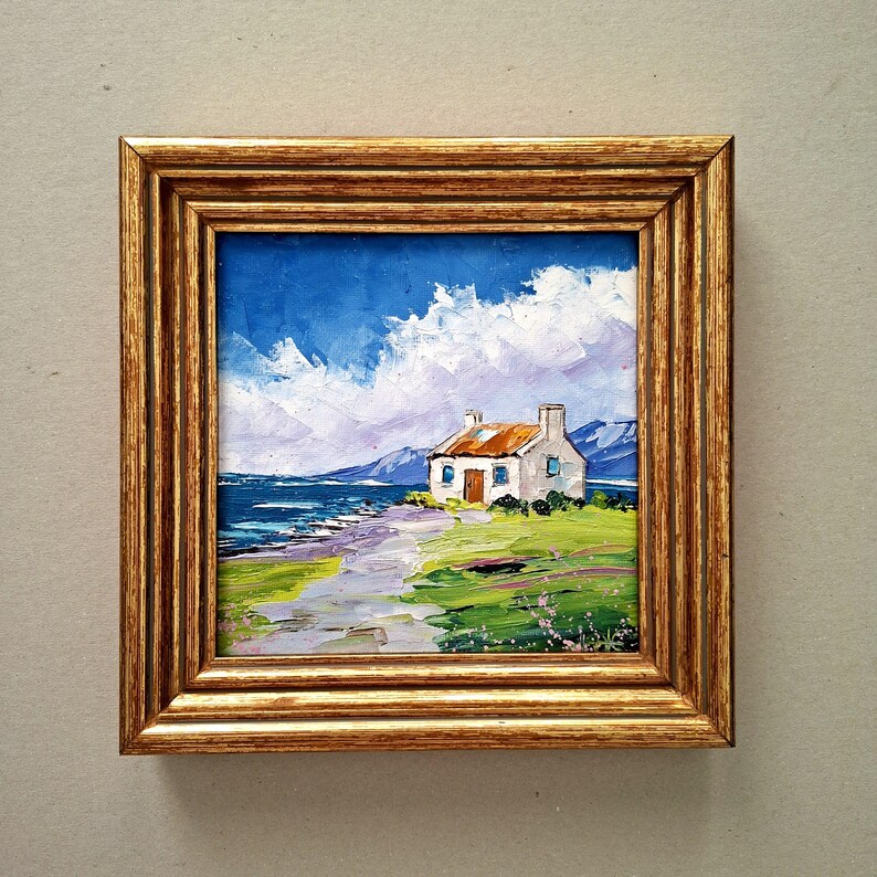 Irish Cottage Original Oil Painting Ireland Wall Art Framed Palette ...