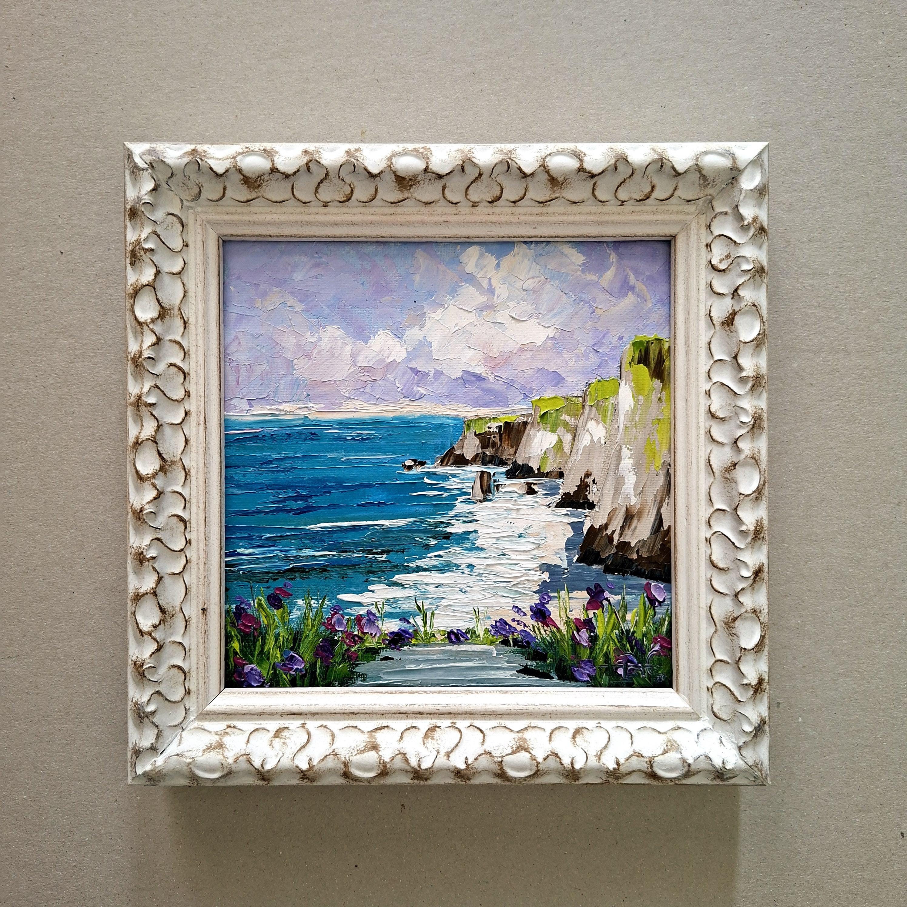 Penhascos de Moher, pintura a óleo com técnica impasto, Irlanda. Obra ...