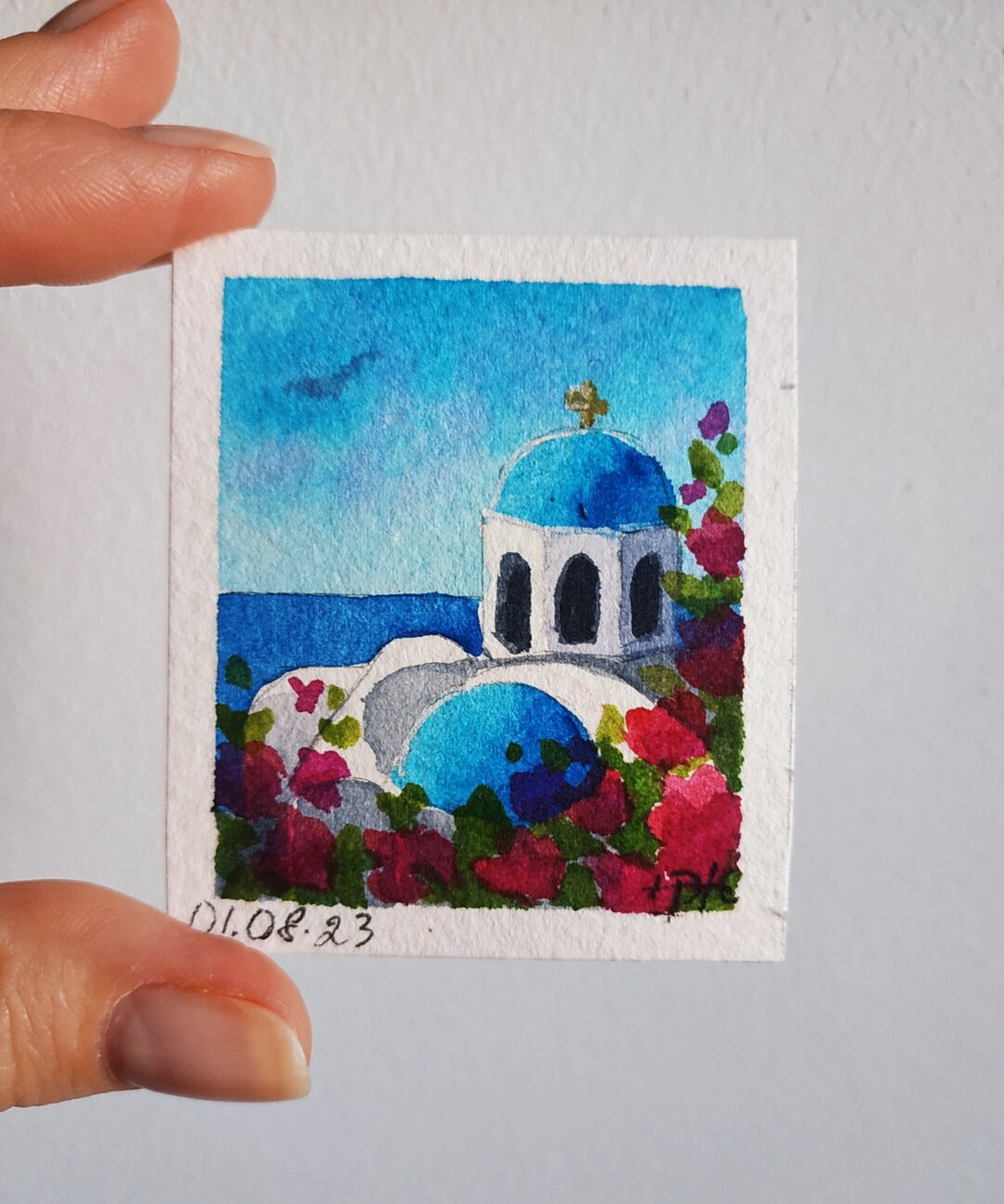 Santorini Tiny Painting Greece Art Landscape Miniature - Etsy