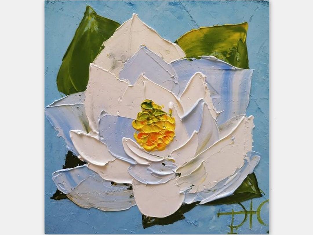 White Magnolia Painting Original Art Flowers Art Impasto Oil - Etsy