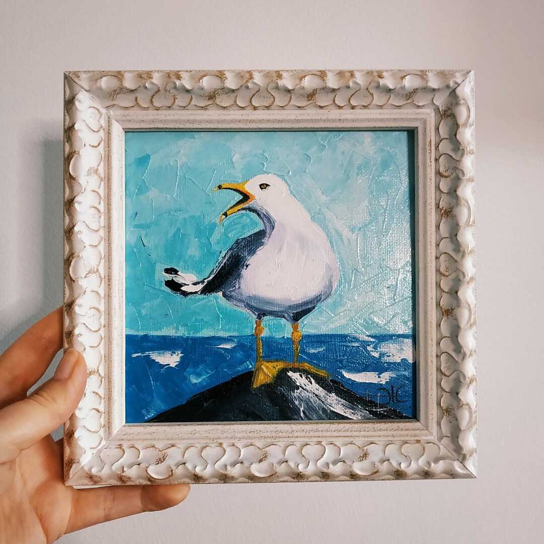 Gull Painting Seagull Wall Art Birds Artwork Original Art Impasto ...