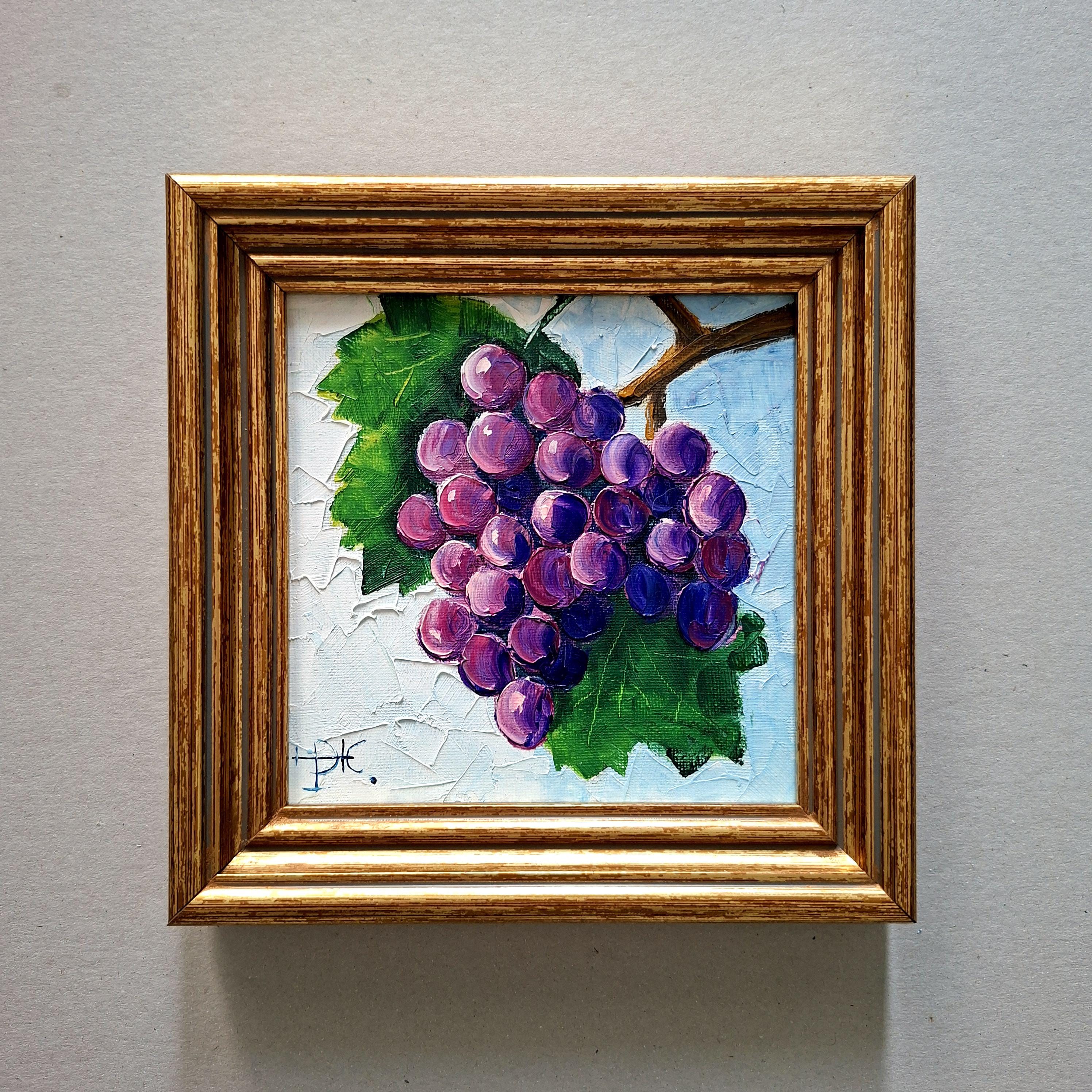 Pintura a óleo original de uvas, estilo impasto, para decoração de ...