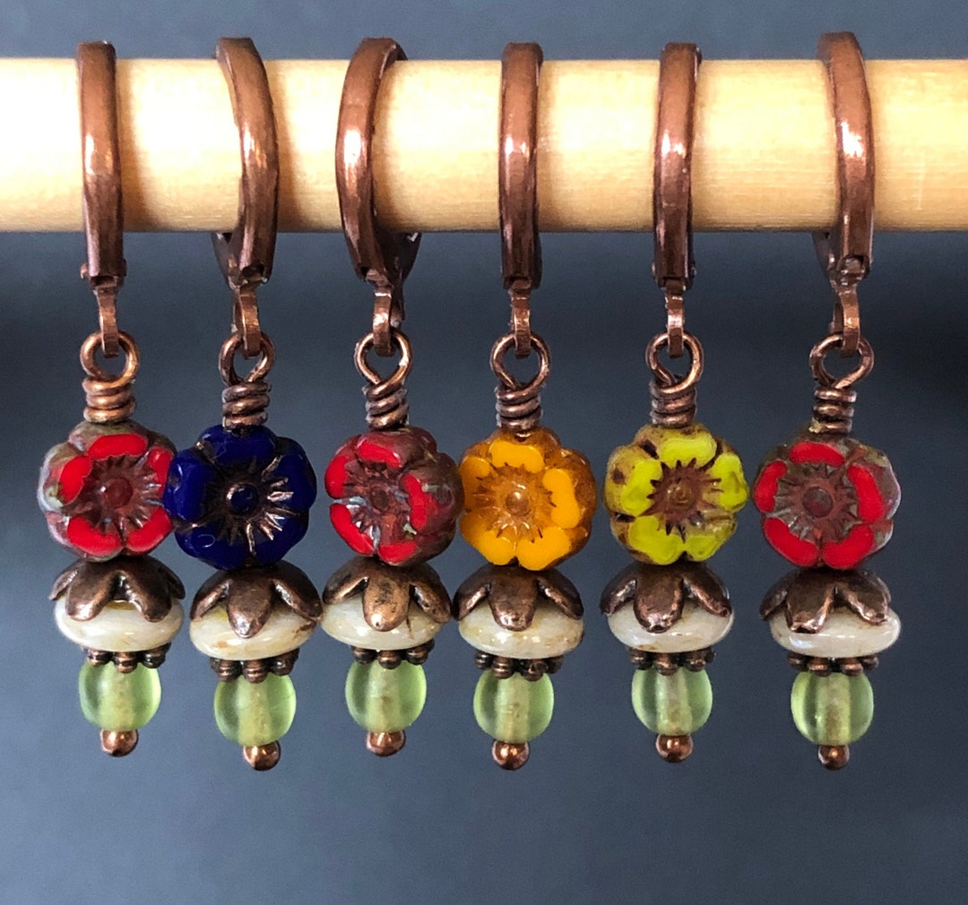 Little Czech Flowers, a Set of Six Removable Stitch Markers for ...