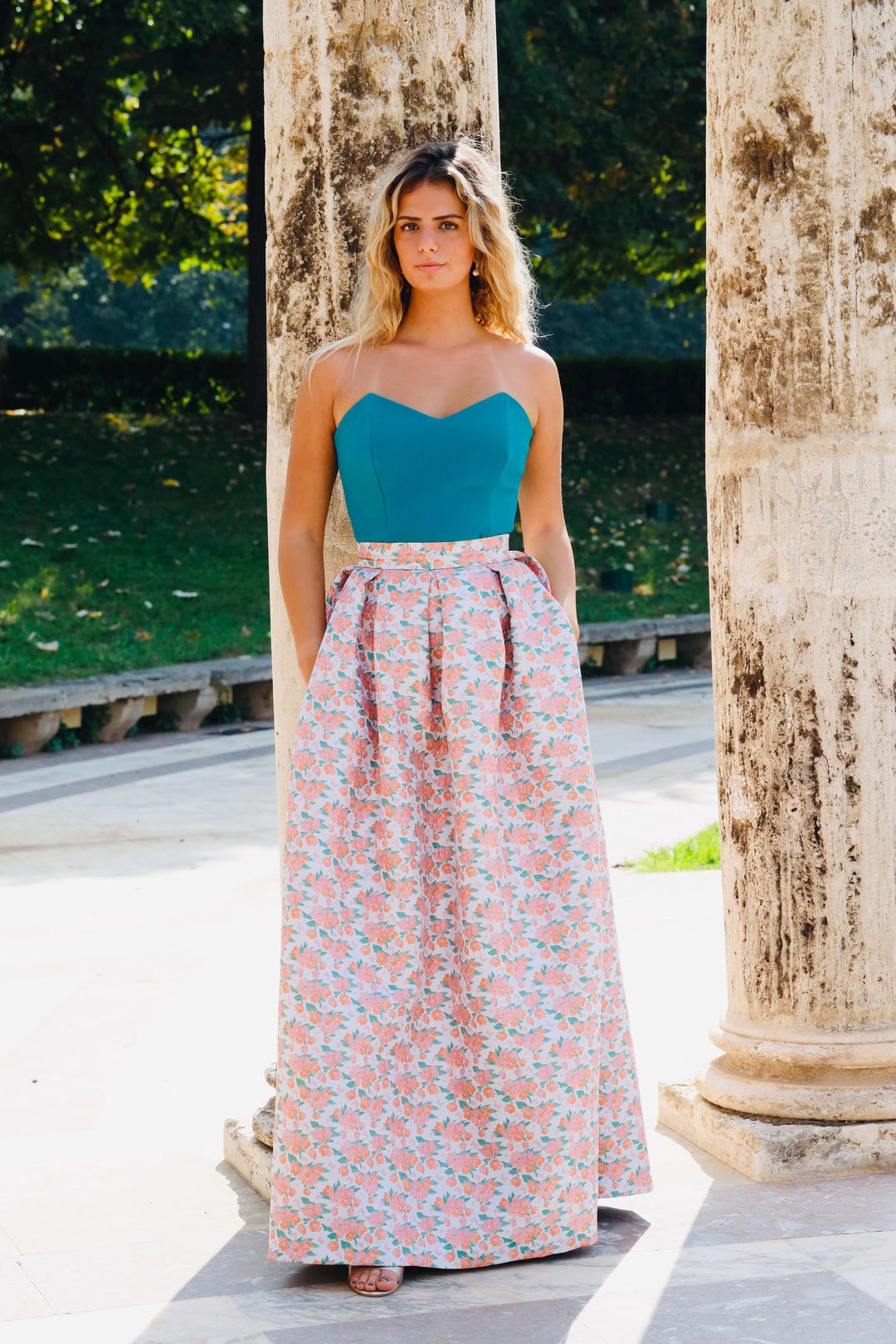 Elegant Graduation Party Dress/ Long Coral Party Dress/ Strapless ...