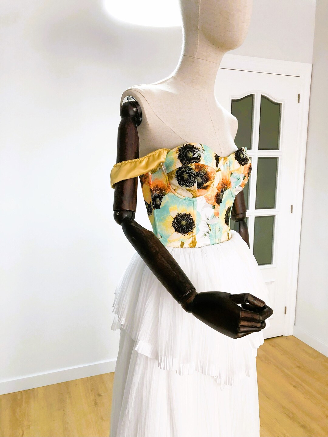 Mustard Guest Bustier/ Vintage Style Cropped Corset/ Floral Wedding ...