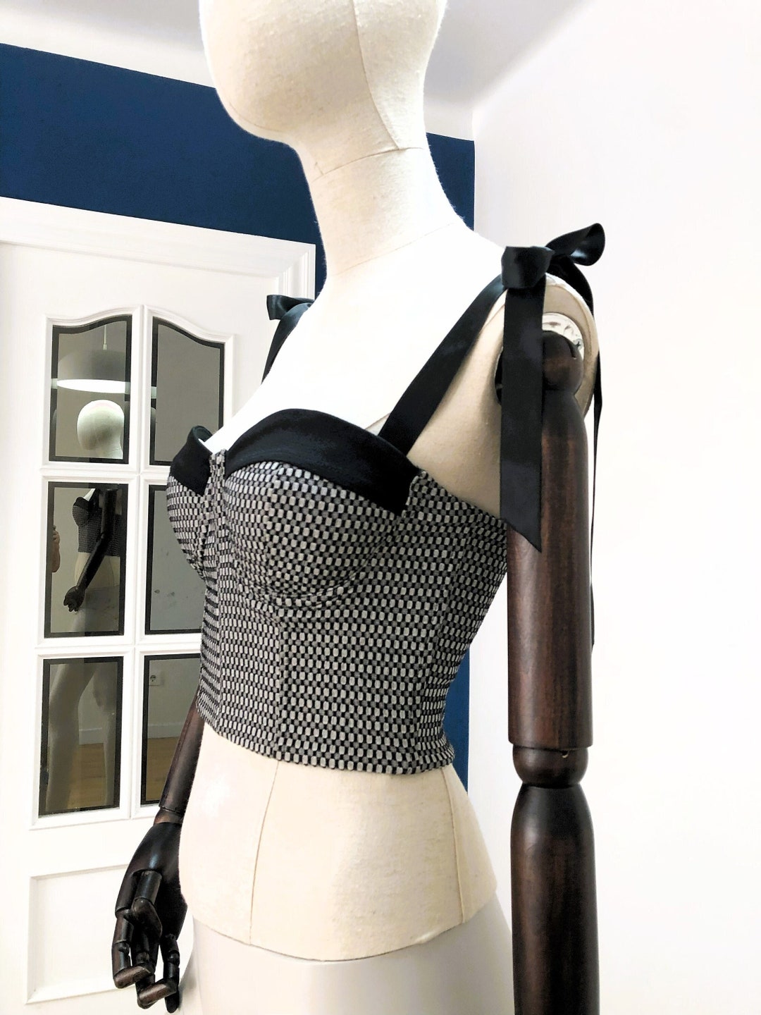 Bustier Noir Original/ Elegant Black Bustier/ Formal Black Bustier Top ...
