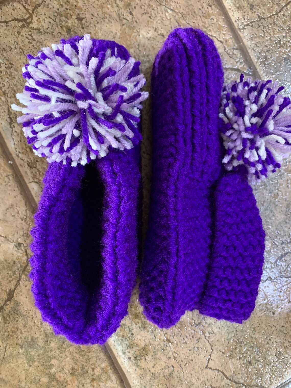 Womens Comfortable Warm Hand-knitted Slippers With Pom-poms - Etsy