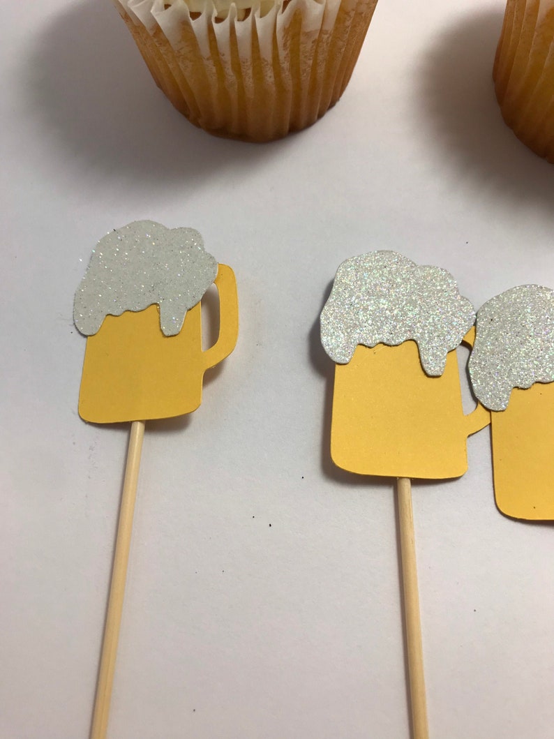 Beer Mug Cupcake Toppers Bachelor Party Decorations | Etsy