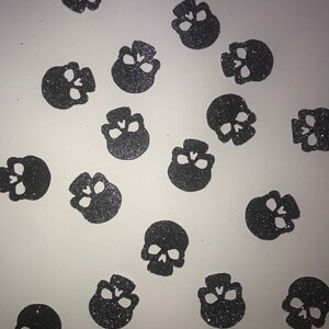 Skull Confetti, Halloween Decorations, Skeleton, Scary Decor, Black ...