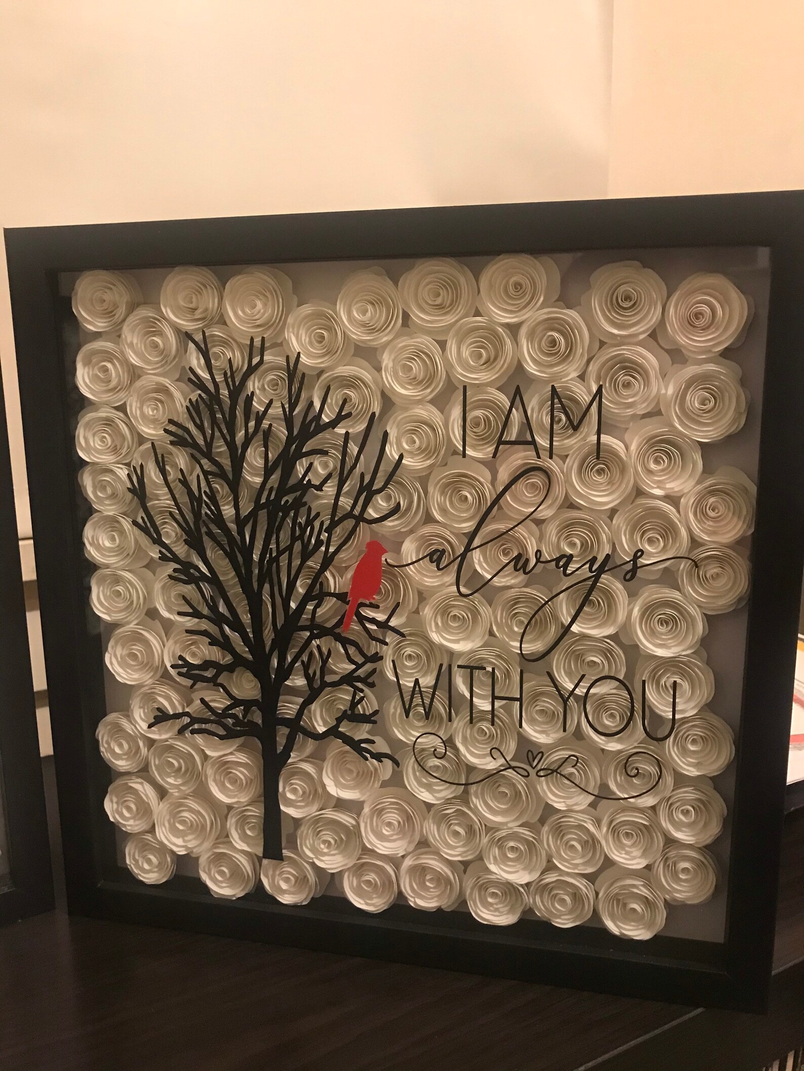 Flower Shadow Box Memorial Paper Flower Shadowbox Cardinal - Etsy