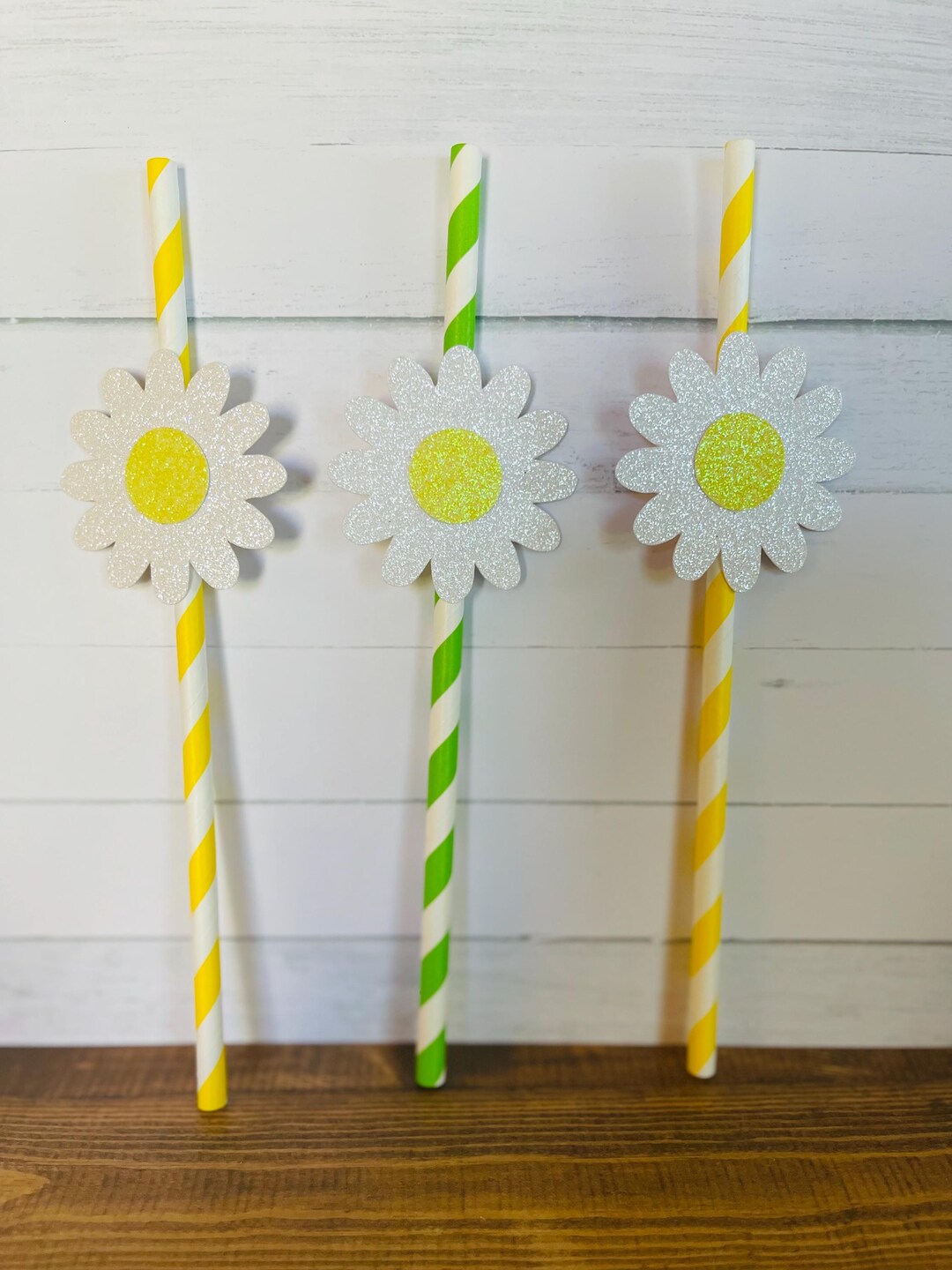 Daisy Flower Paper Straws, Birthday Party, Glitter Flower Party ...