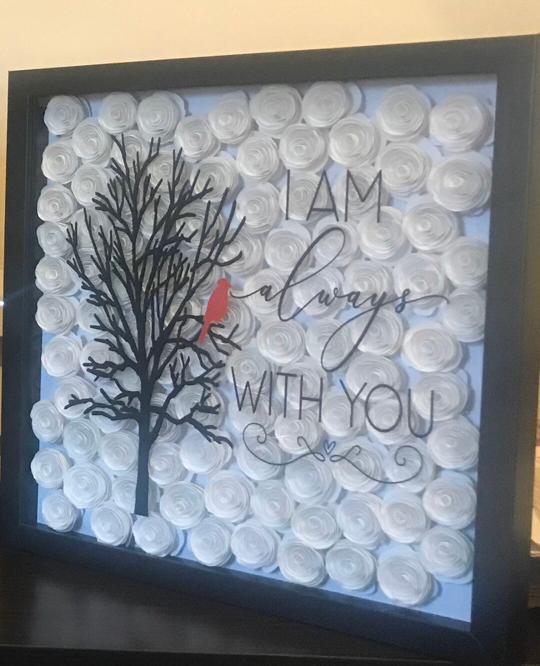 Flower Shadow Box, Memorial Paper Flower Shadowbox, Cardinal Memory ...