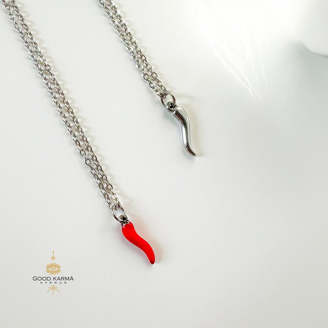 Italian Horn Necklace Cornicello Necklace for Good Luck and Protection ...
