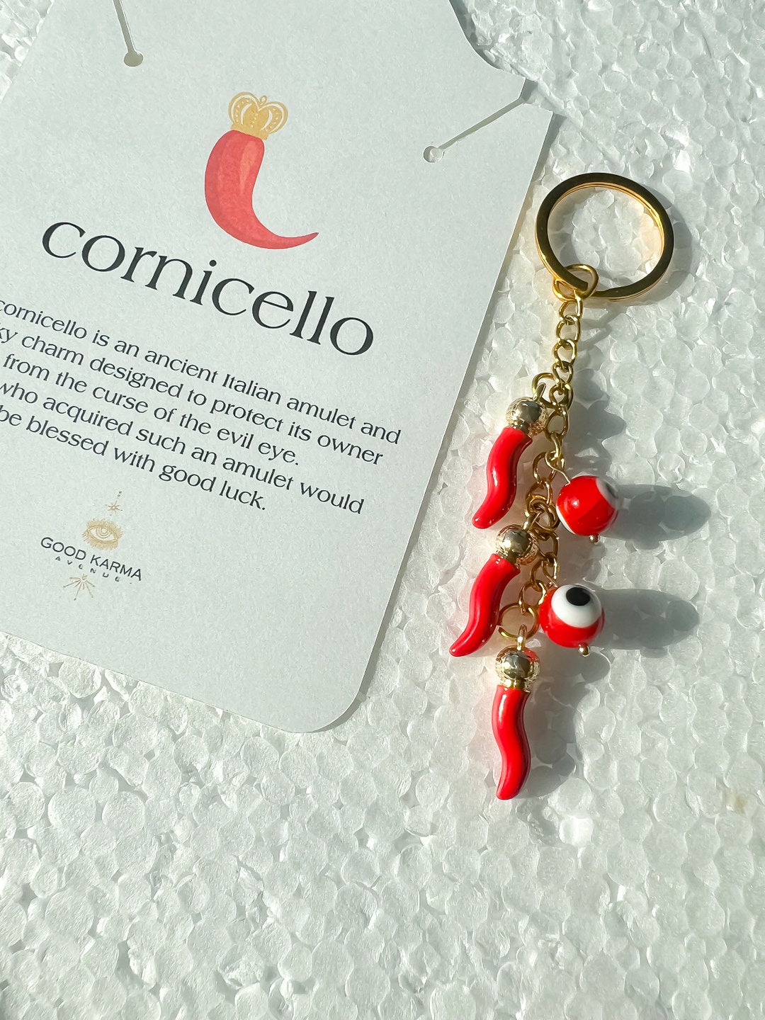 Cornicello Keychain Italian Horn Keyring Protective Amulet Evil Eye ...