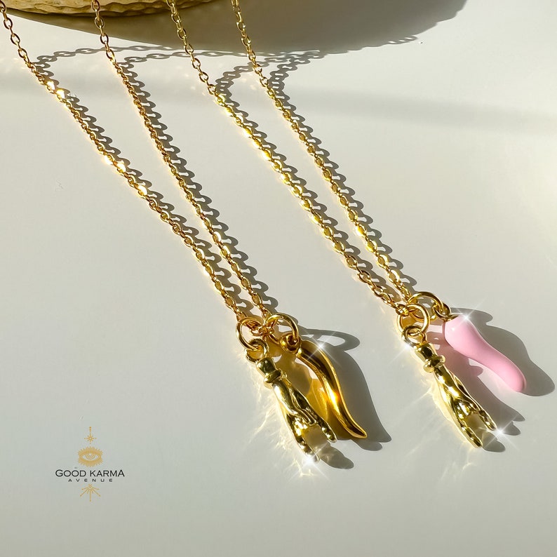 Gold Italian Horn Necklace, Cornicello Necklace for Good Luck and ...