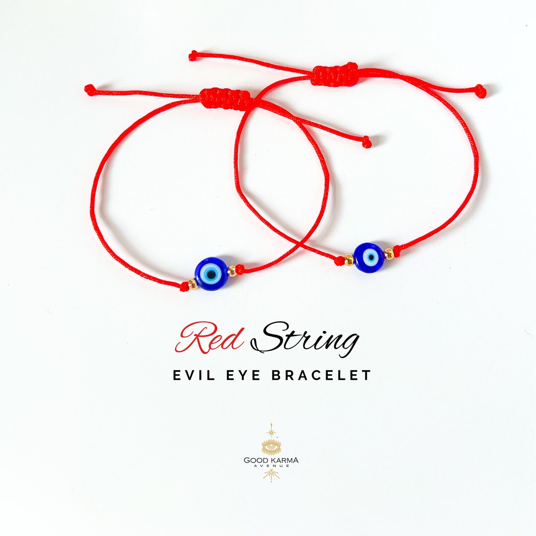 Red String Adjustable Evil Eye Bracelet, One Size Evil Eye Bracelet ...