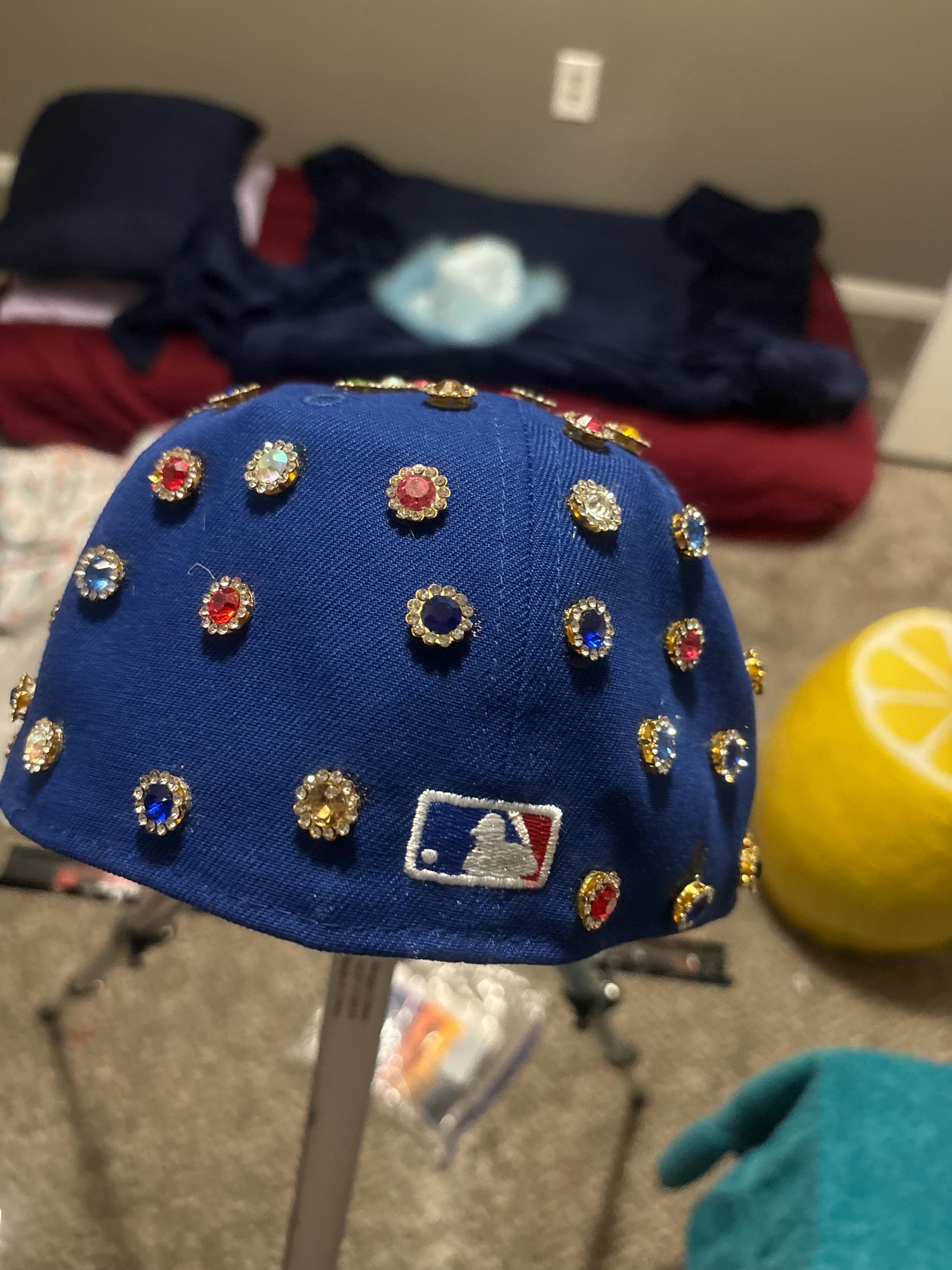 Rhinestone Fitted Hat - Etsy