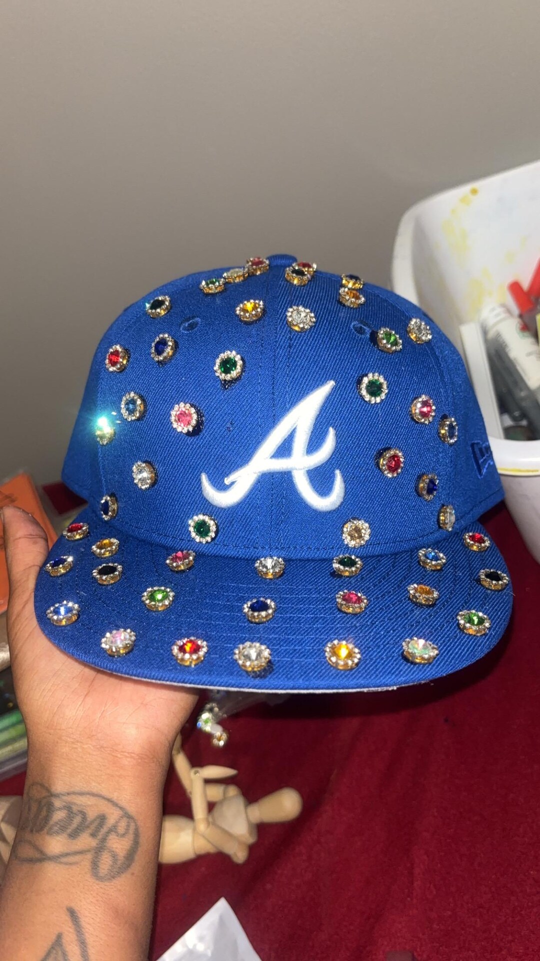 Rhinestone Fitted Hat - Etsy