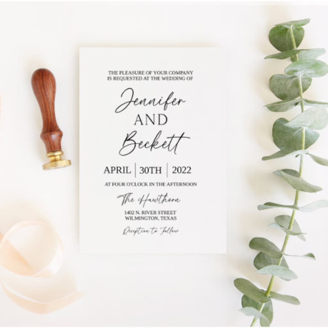 Simple + Elegant Wedding Invitation - Etsy