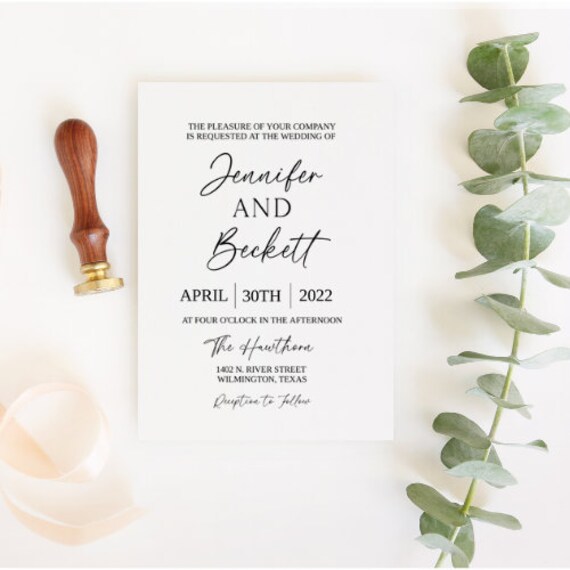Simple Elegant Wedding Invitation | Etsy