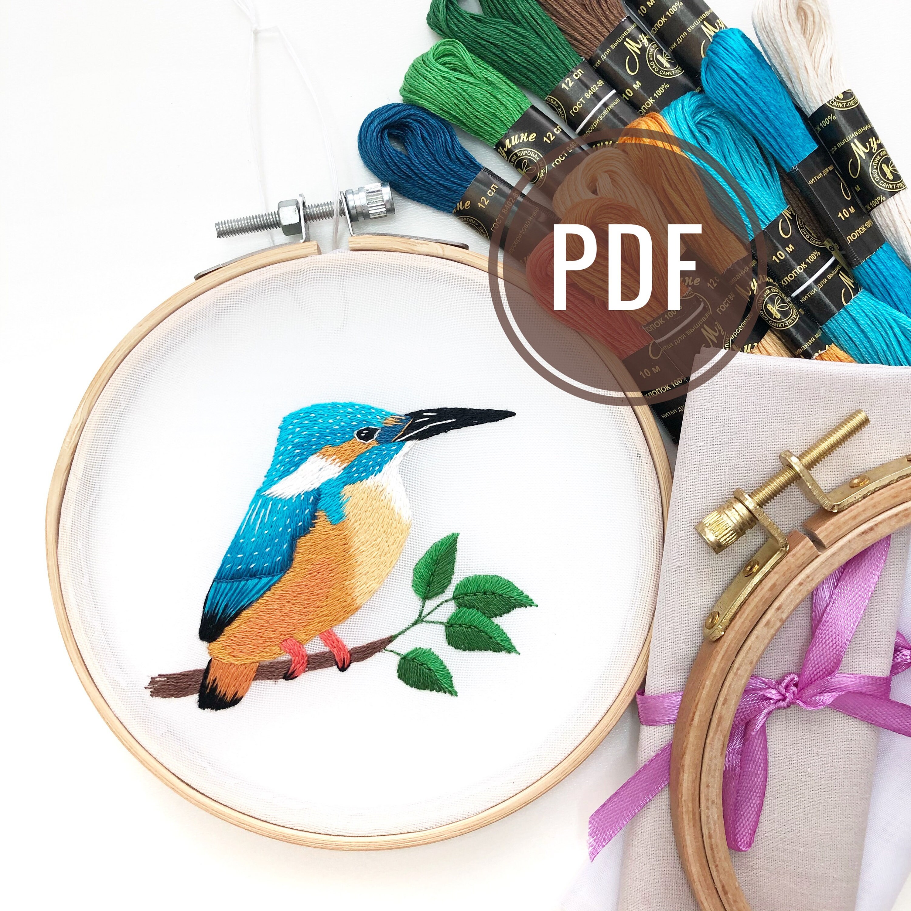 Digital hand embroidery hummingbird PDF pattern for beginner | Etsy