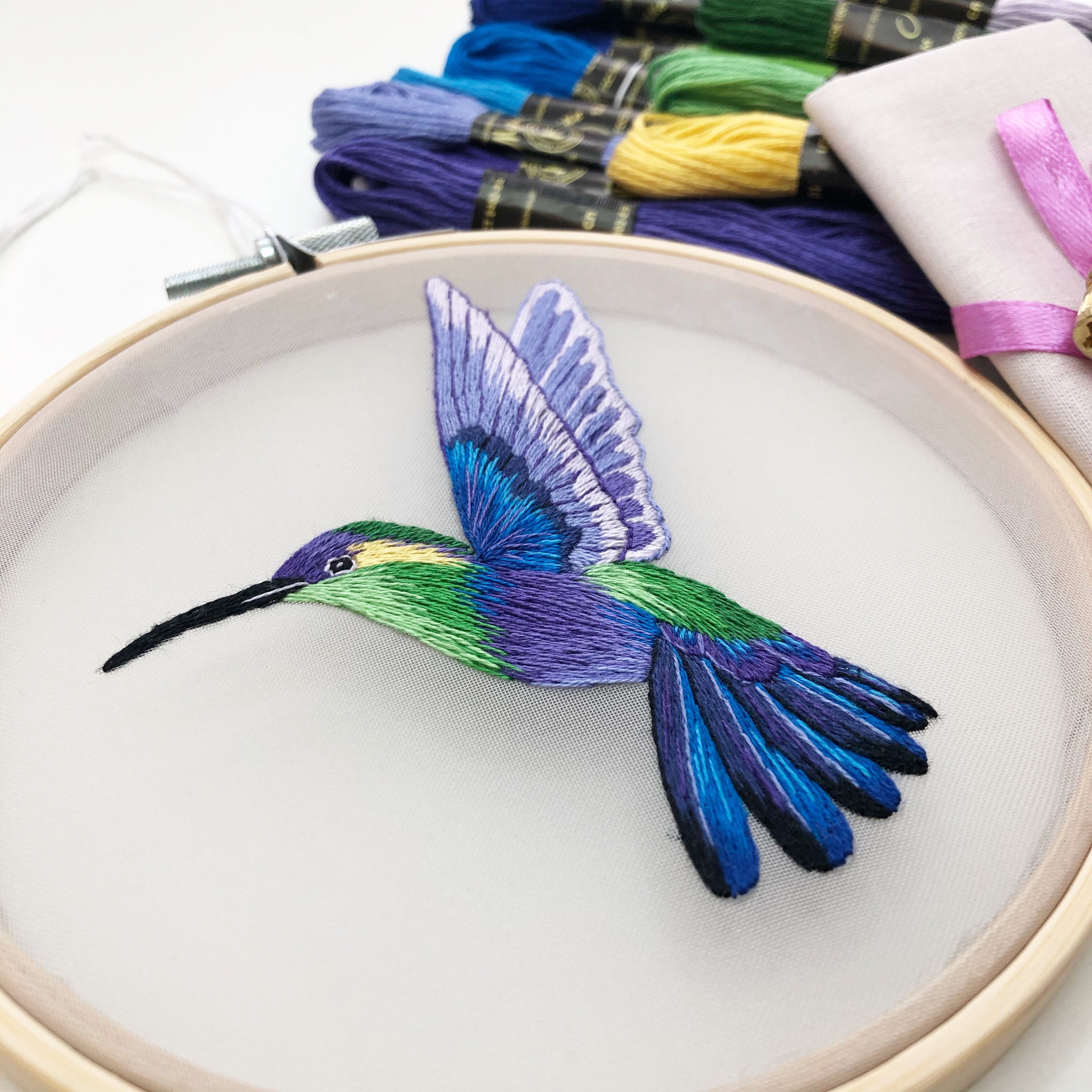 Digital hand embroidery hummingbird PDF pattern for beginner | Etsy