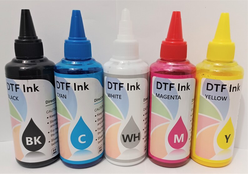 DTF-Tinte für Epson-Drucker, Digital Transfer Film 100-ml-Flaschen CMYKWeiß erste Qualität 100 ...