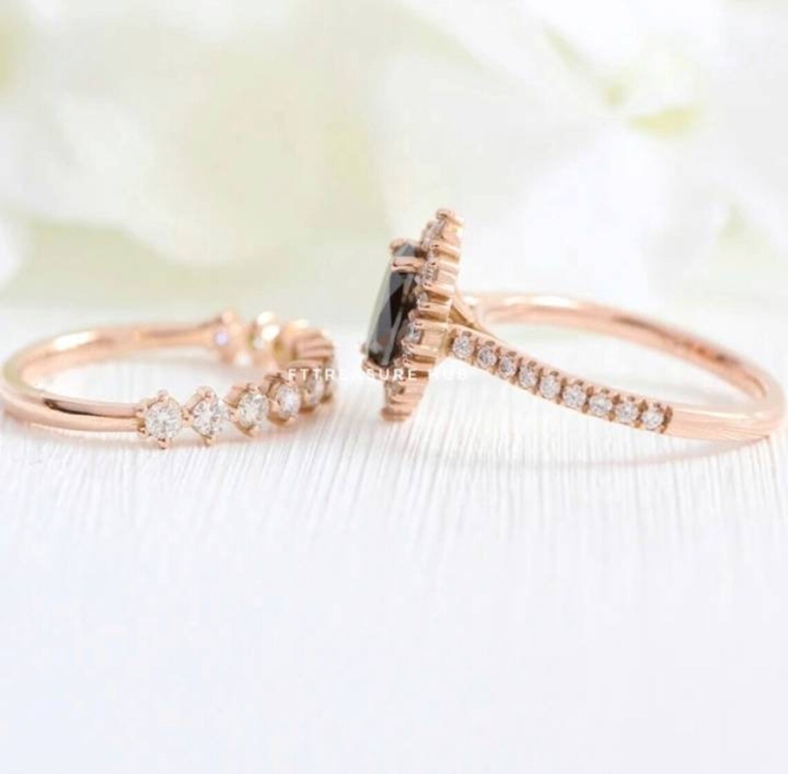 Black Spinel Engagement Ring Setvintage Wedding Ring - Etsy