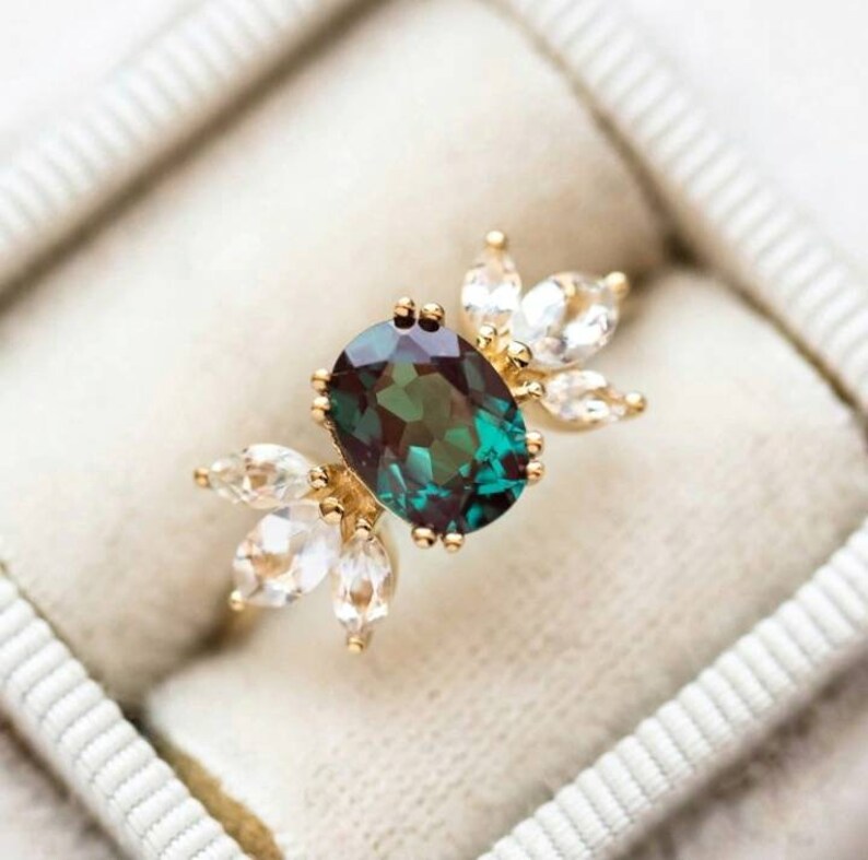 Alexandrite Ring,yellow Gold Vermeil,engagement Ring,alexandrite ...