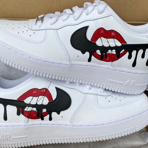Custom Sneakers AF1 Nike Air Force 1 Red Drip Lips hand - Etsy UK