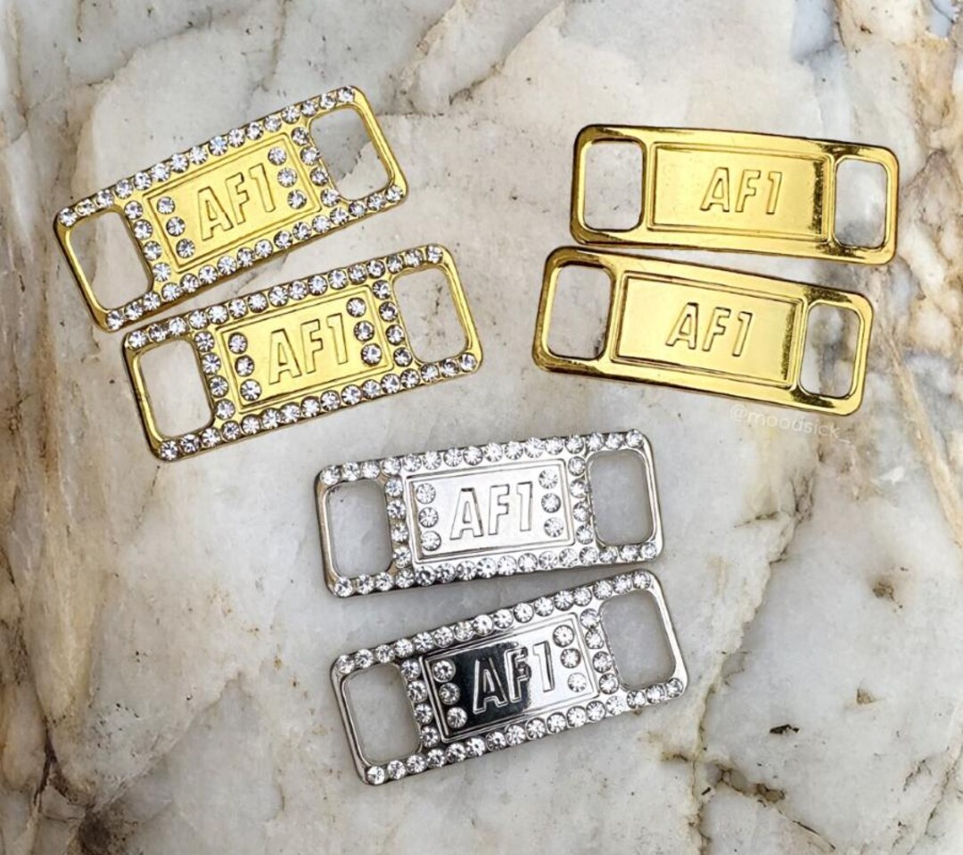 Nike Custom AF1, Air Force 1 Shoelace Tags, Gold Rhinestones, Silver ...