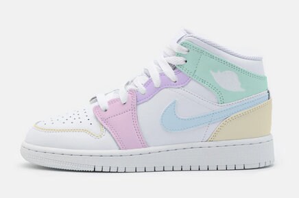 Custom Air Jordan 1 Mid, Rainbow, Pastel Colors, Pink, Lilac, Blue ...