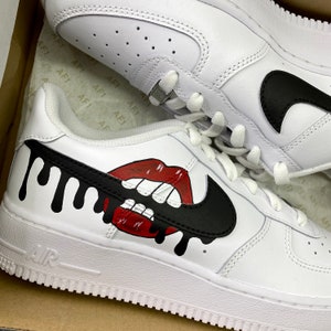 Custom Sneakers AF1 Air Force 1 Red Drip Lips Shoes - Etsy UK