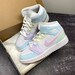 Custom Air Jordan 1 Mid, Rainbow Pastel Colors, Lilac, Pink, Blue ...