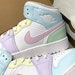 Custom Air Jordan 1 Mid, Rainbow Pastel Colors, Lilac, Pink, Blue ...