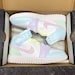 Custom Air Jordan 1 Mid, Rainbow Pastel Colors, Lilac, Pink, Blue ...