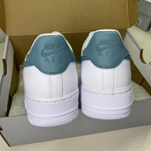 Custom Sneakers, Nike Air Force 1, Teal Green Gray, Personalized Shoes ...