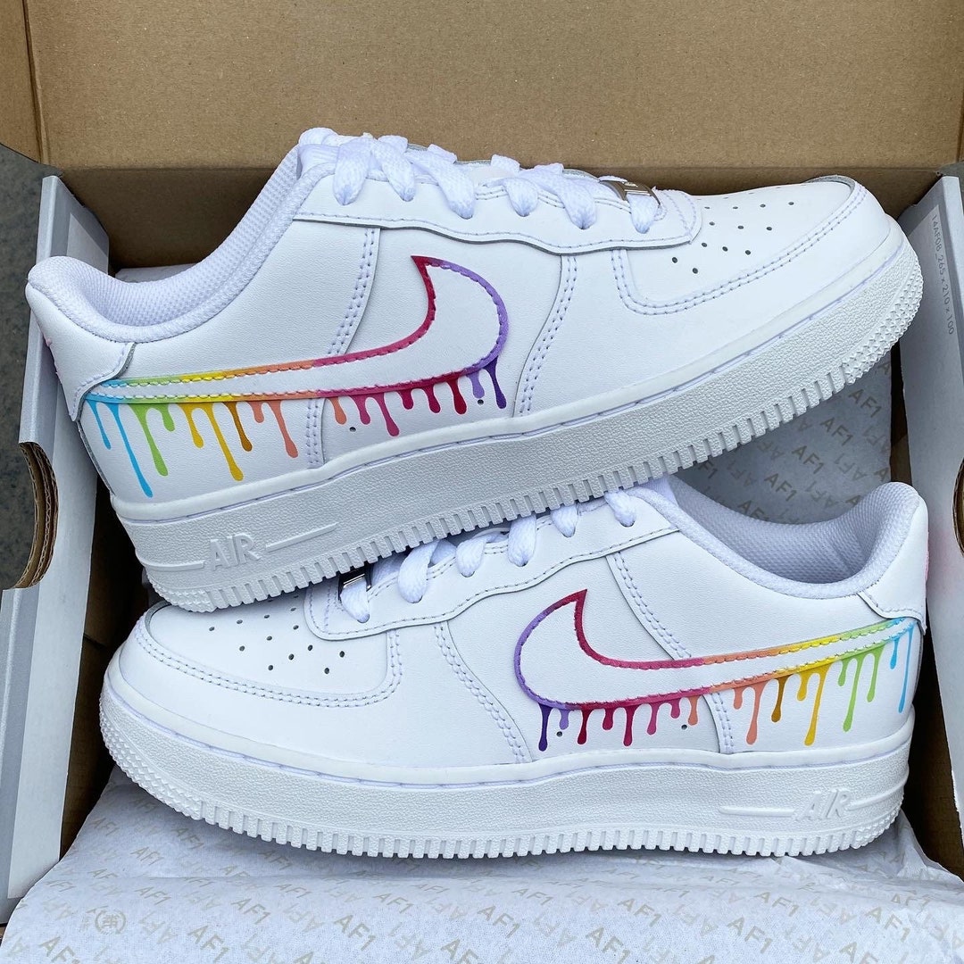 Nike Air Force 1 Custom Sneakers Hand Painted Rainbow - Etsy