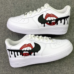 Custom Sneakers AF1 Air Force 1 Red Drip Lips Shoes - Etsy UK