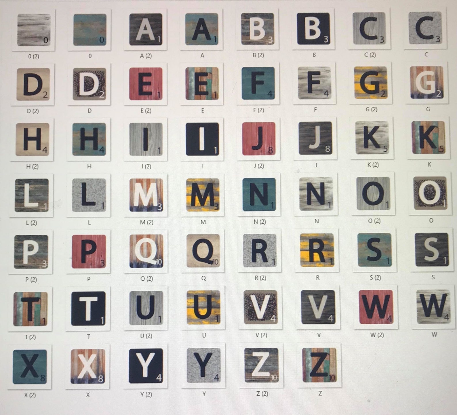 Scrabble Tile Mixed Colors 2 Letter Color Choices for each | Etsy