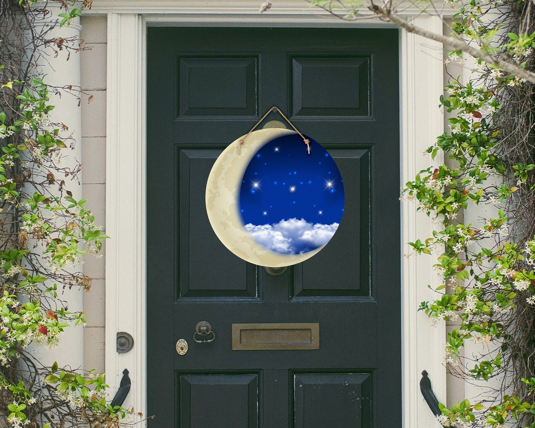 Round Door Hanger I Love You to the Moon and Back Night Sky Nursery ...