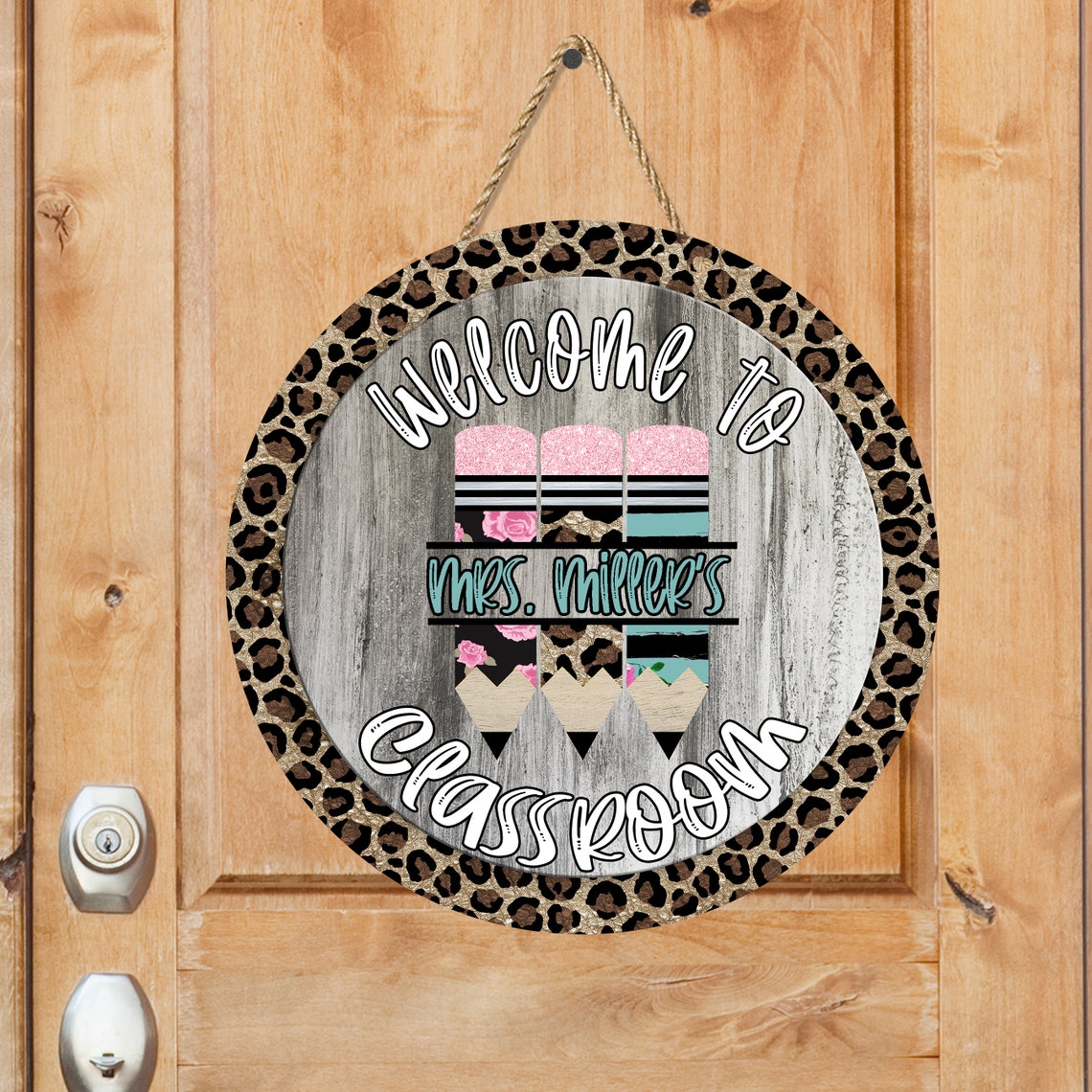 Round Sublimation Door Hanger Teacher Teaching Round Welcome - Etsy