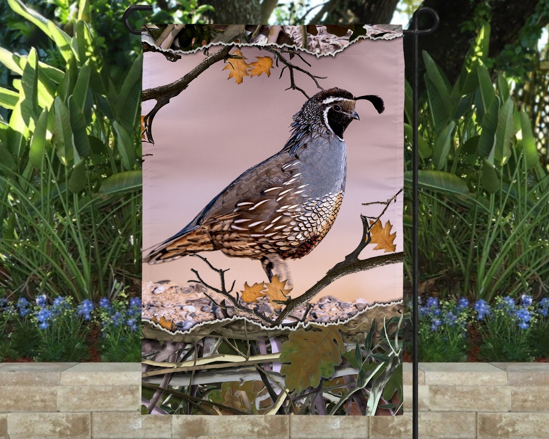 12x18 Garden Flag Sublimation Design Blank Hunting Quail Faux Wood ...