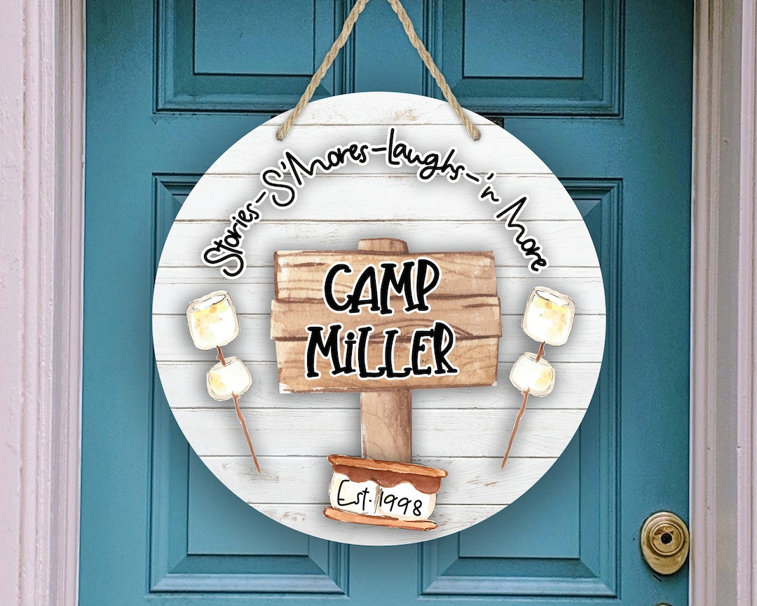 Happy Camper Smores Camp Door Hanger Sublimation Design for Round Door ...