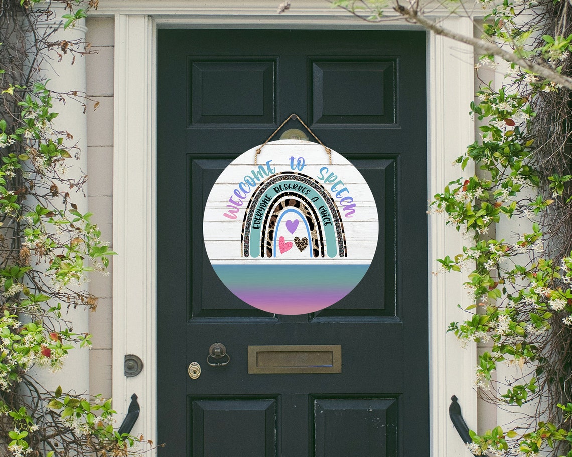 Round Sublimation Door Hanger School Speech Therapy Welcome Sign Speech ...