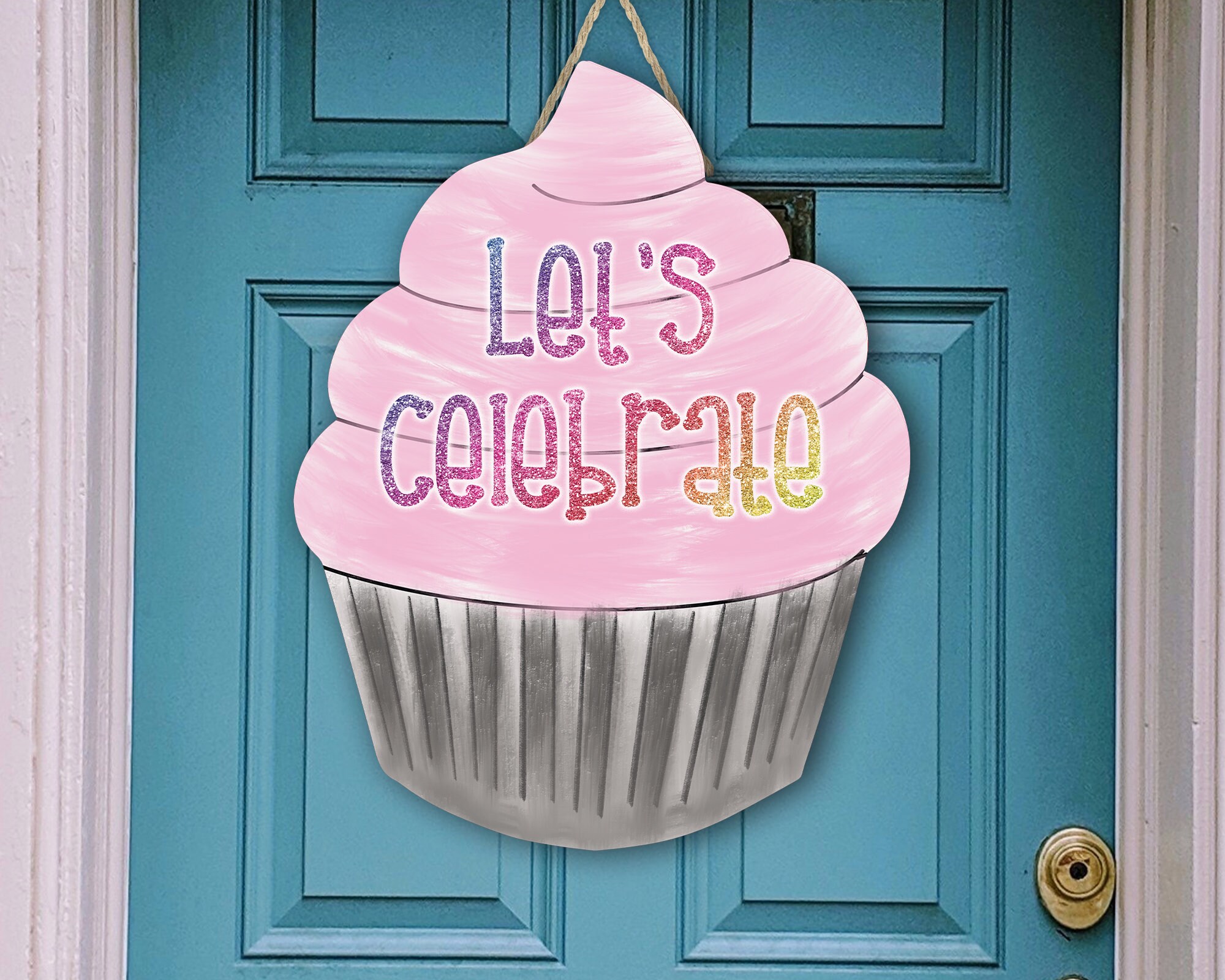 Cupcake Door Hanger Bundle Pink Frosting Lets Celebrate | Etsy
