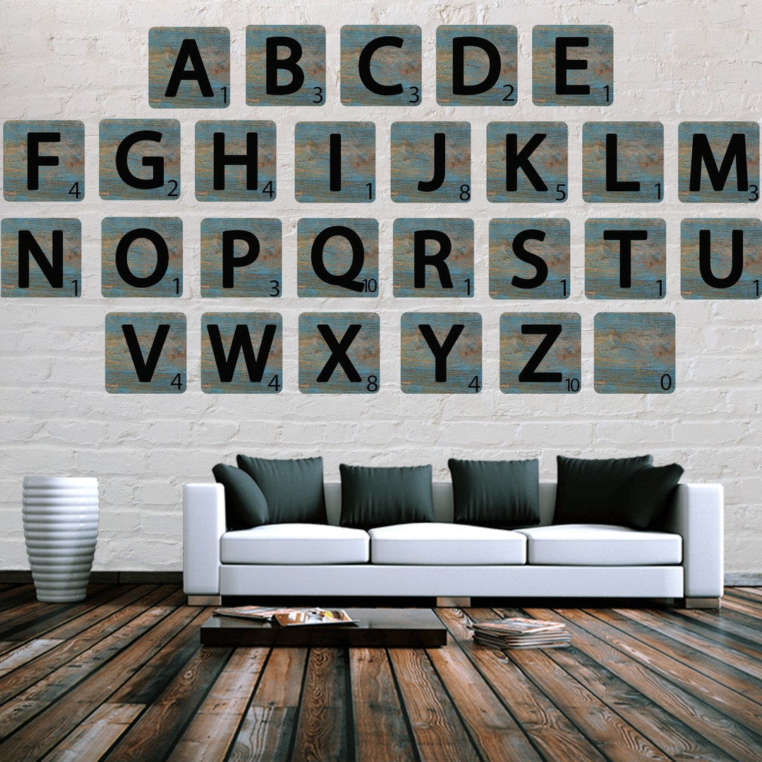 Rustic Blue Farmhouse Style Scrabble Tiles Sublimation Digital - Etsy