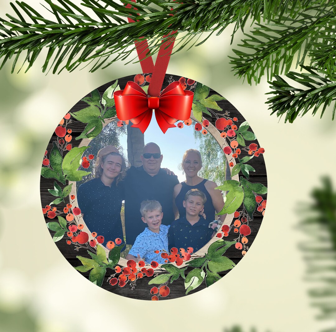 Round Wreath Photo Picture Christmas Round Ornament Sublimation Digital ...