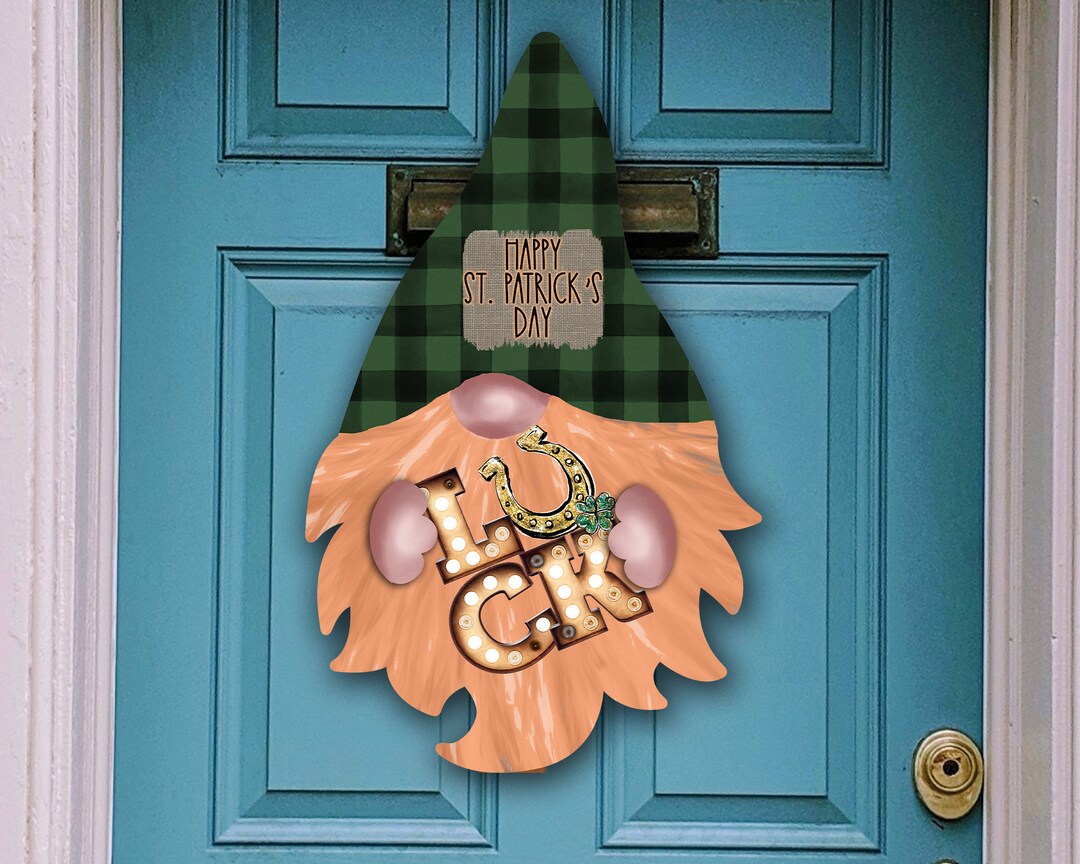 Gnome Door Hanger St Patricks Day Lucky Gnome Sublimation Design Front ...
